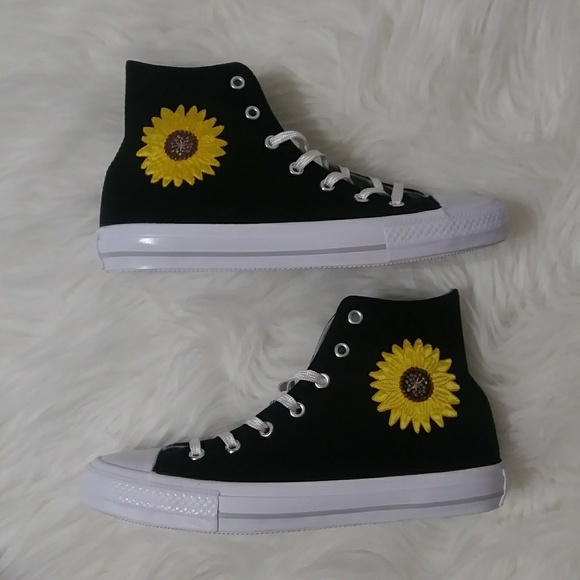 Converse | Shoes | Custom Converse Chuck Taylor Sunflower High Top ...